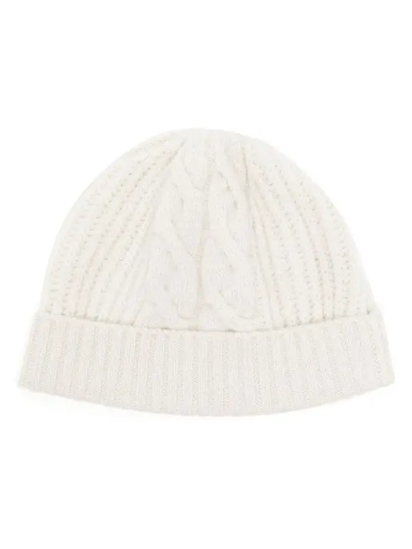 N.peal Cable Ribbed Beanie - White