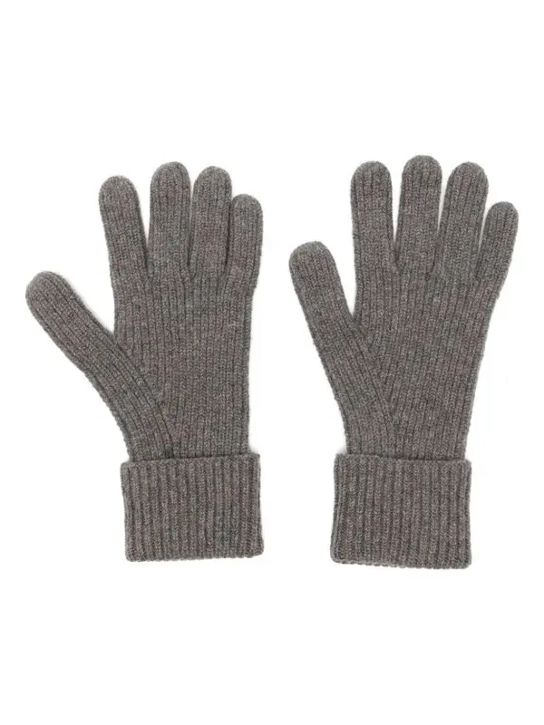 N.peal Cashmere Ribbed Gloves - Grey