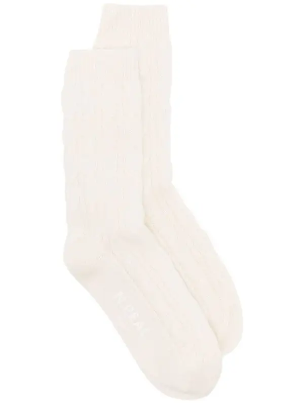 N.peal Cable-knit Cashmere Socks - Neutrals
