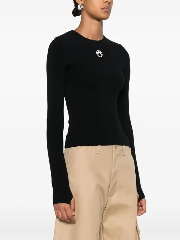 MARINE SERRE Moon Logo Knit Fitted Sweater