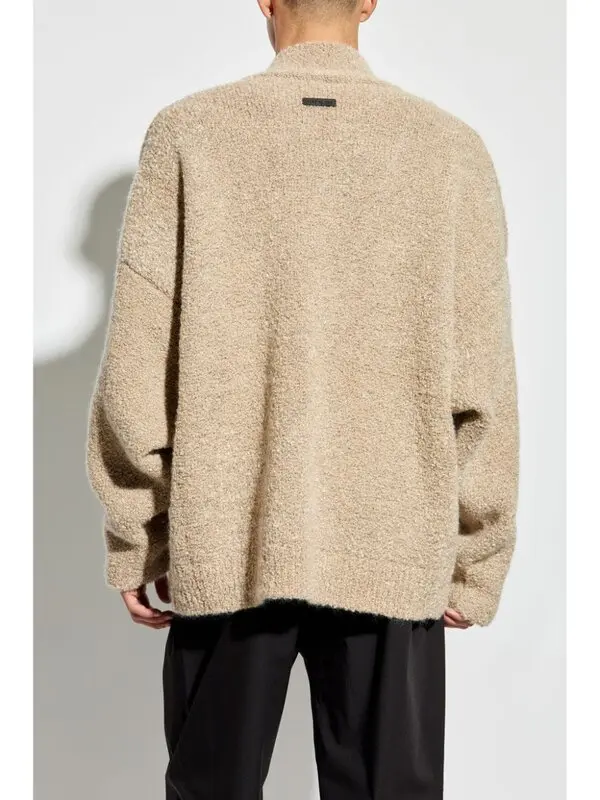 Fear Of God Logo-appliqué V-neck Sweater - Neutrals