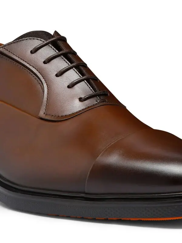 Santoni Leather Oxford Shoes - Brown