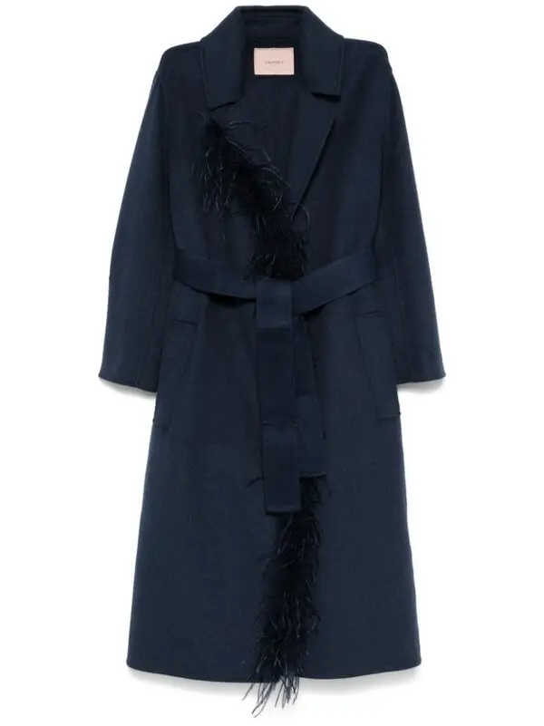 TWINSET Feather-trim Wool-blend Coat