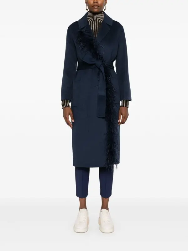 TWINSET Feather-trim Wool-blend Coat
