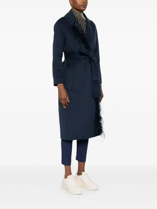 TWINSET Feather-trim Wool-blend Coat