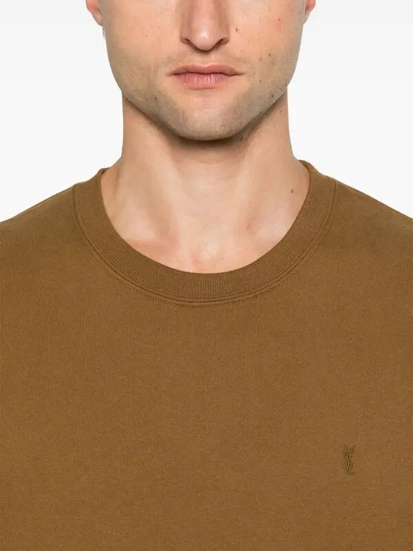 Saint Laurent Logo-embroidered Sweatshirt - Brown
