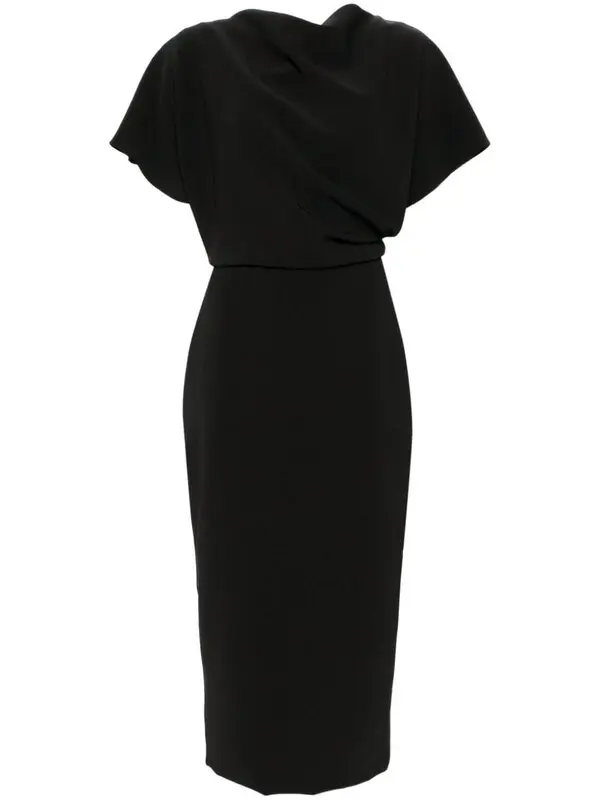 Amsale Draped Midi Dress - Black