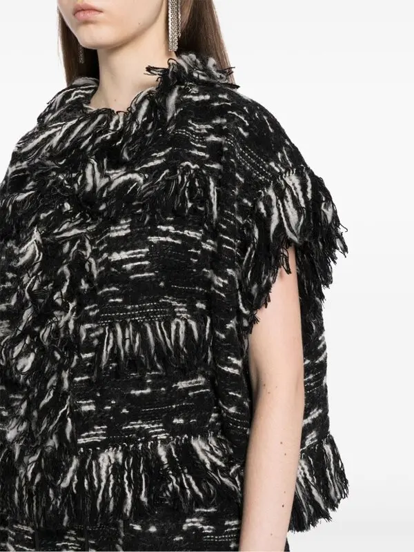 Sacai Fringed-edge Knitted Jacket