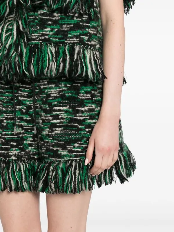 Sacai Fringed-edge Knitted Shorts - Green
