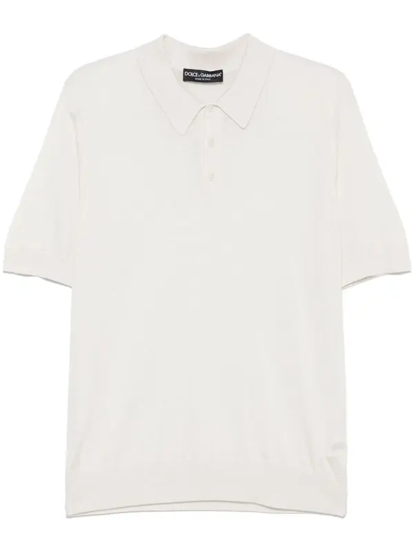 Dolce & Gabbana Fine-knit Polo Shirt - White