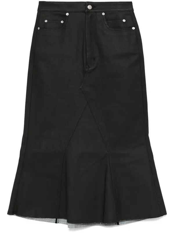 Rick Owens Coated Flared Midi Skirt