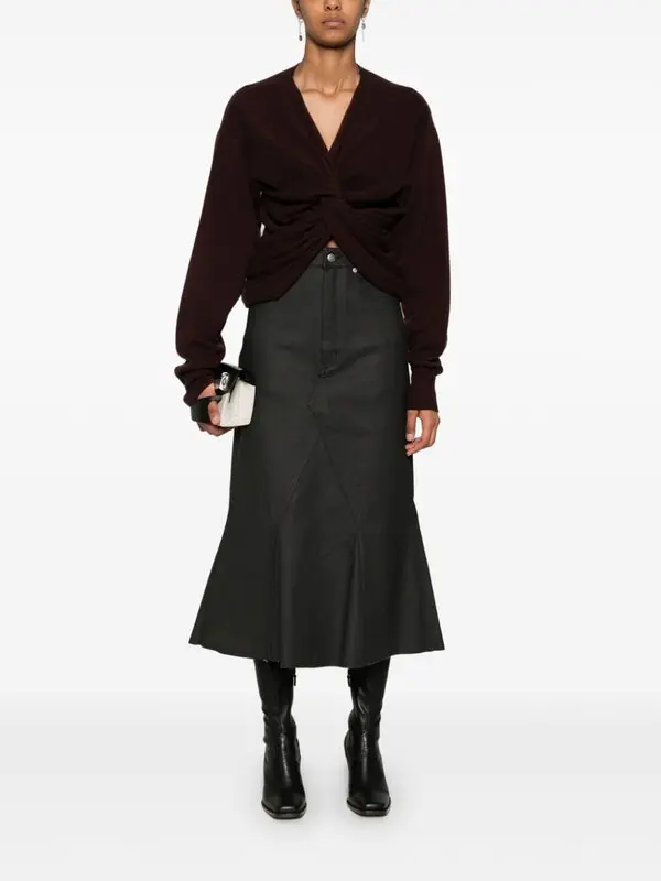 Rick Owens Coated Flared Midi Skirt