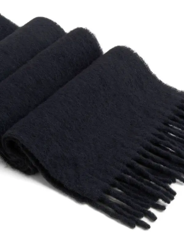 Marni Brushed Alpaca-blend Scarf With Fringes - Black