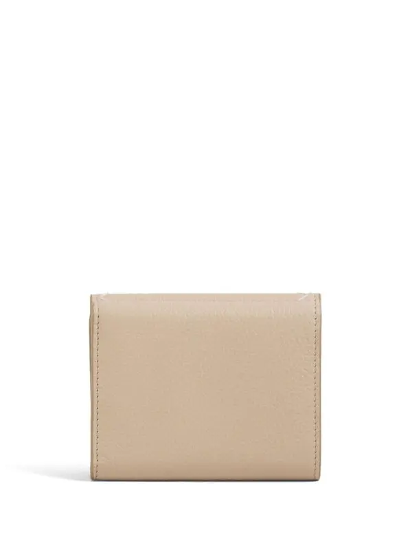 Marni Leather Trifold Wallet With Logo - Neutrals