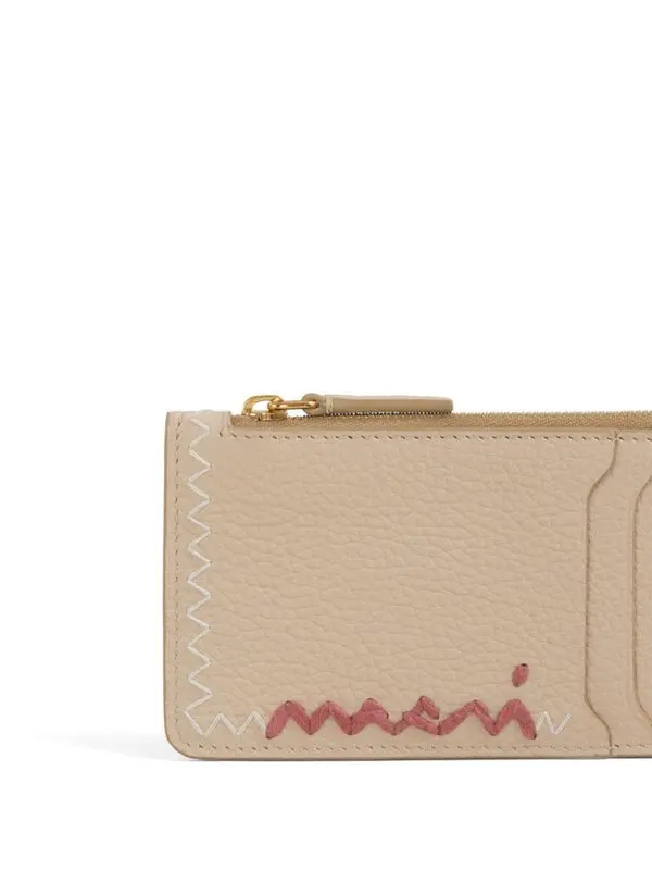 Marni Logo-embroidered Wallet - Neutrals