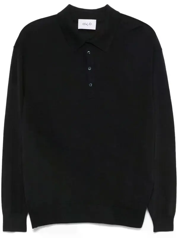 D4.0 Fine-knit Polo Shirt - Black