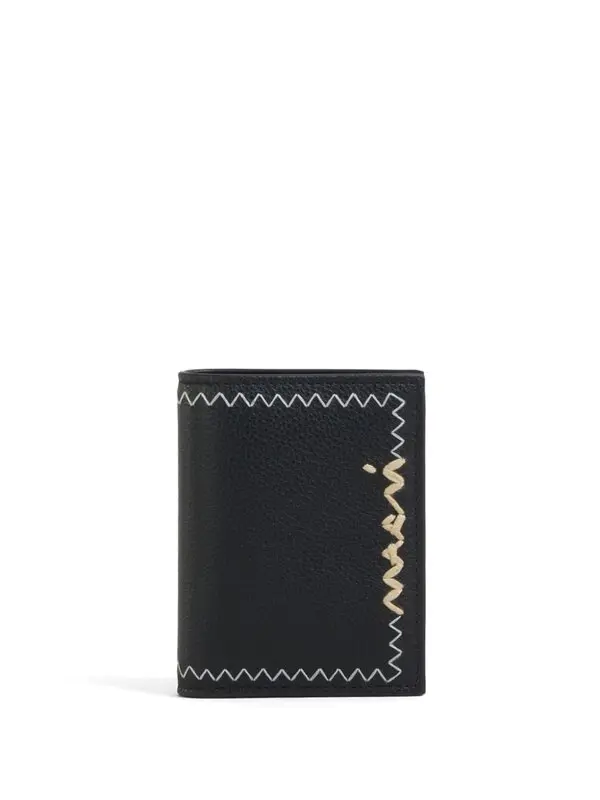 Marni Embroidered-logo Wallet - Black