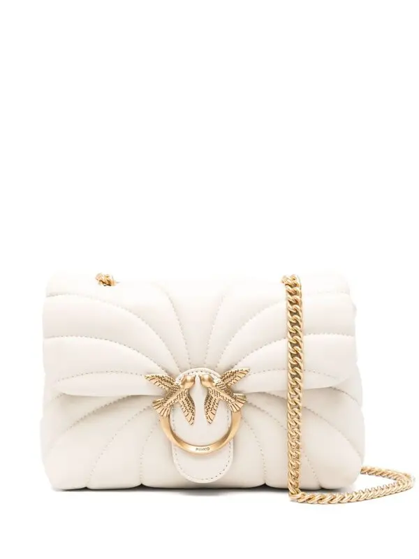 Pinko Love Bag Puff Butterfly Mini Nappa Leather Crossbody Bag - White