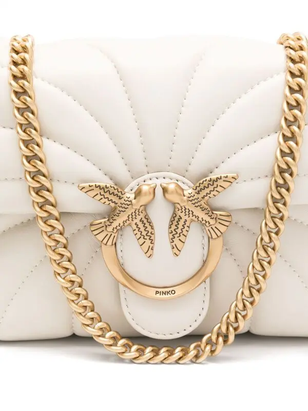 Pinko Love Bag Puff Butterfly Mini Nappa Leather Crossbody Bag - White