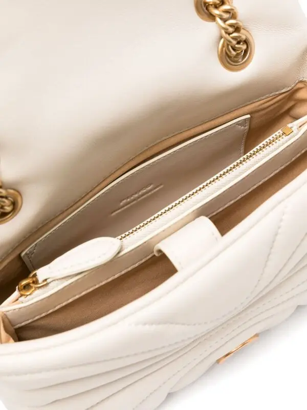 Pinko Love Bag Puff Butterfly Mini Nappa Leather Crossbody Bag - White