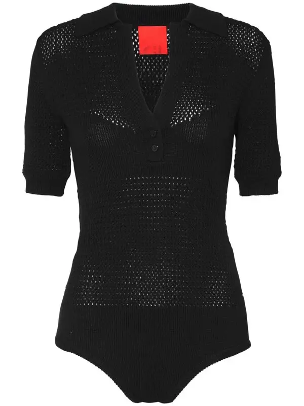 Cashmere In Love Crochet Knit Bodysuit - Black