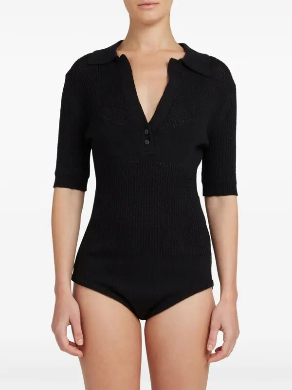 Cashmere In Love Crochet Knit Bodysuit - Black