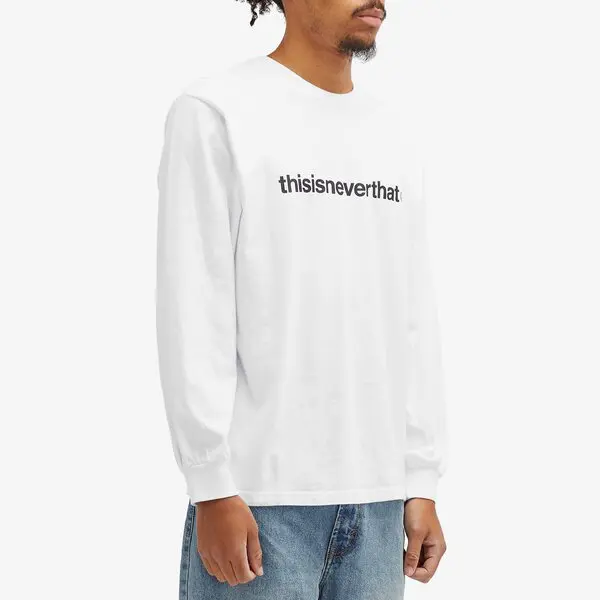 Thisisneverthat T-Logo Long Sleeve T-Shirt In White - 41% Off
