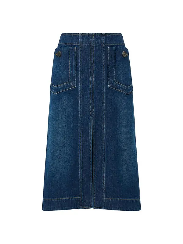 CALLAS MILANO Fernanda Stretch Denim Skirt - Dark Indigo