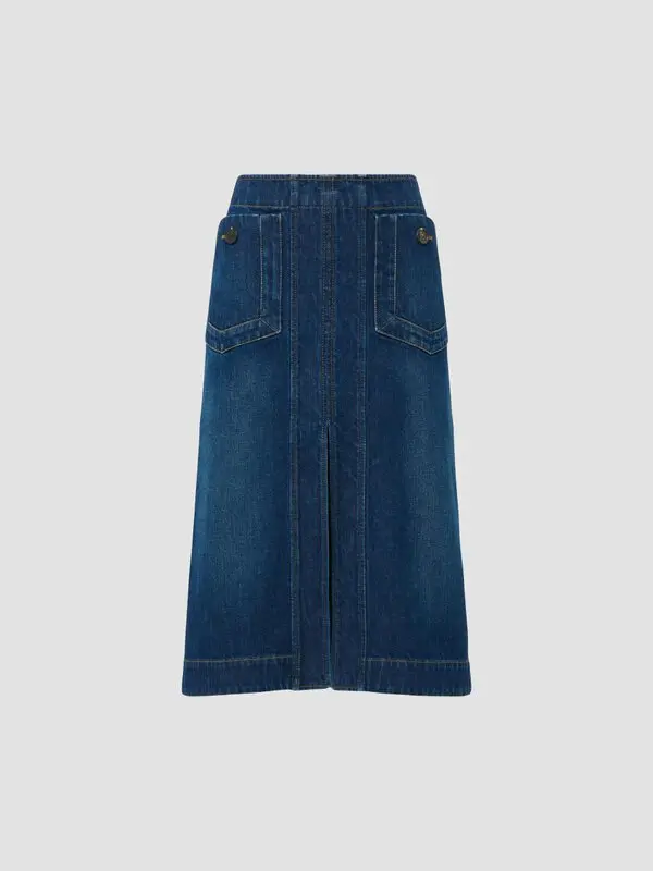 CALLAS MILANO Fernanda Stretch Denim Skirt - Dark Indigo