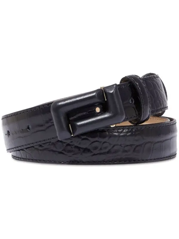 LANCEL Double L Leather Belt - Black