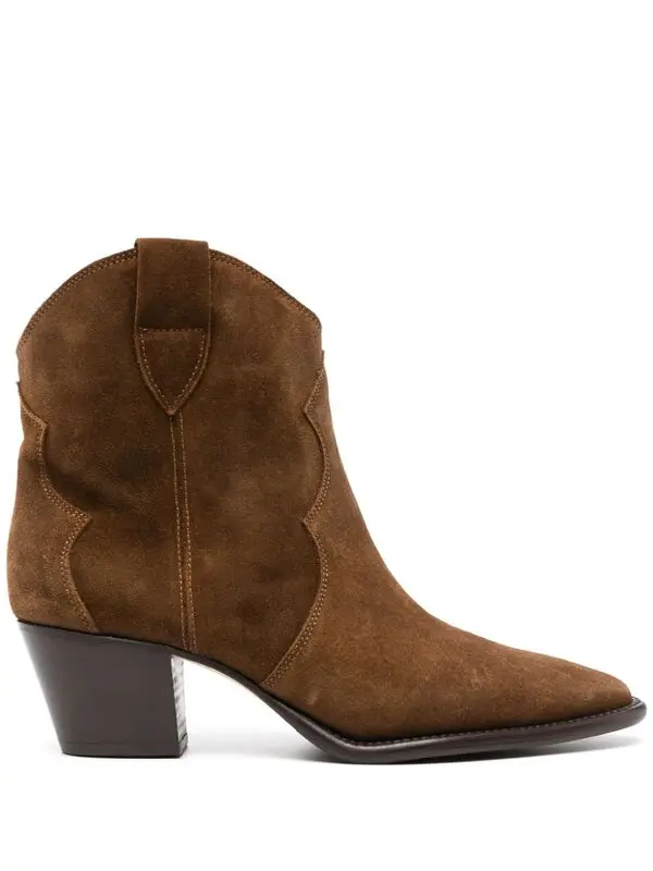 ANNA F. 55mm Suede Cowboy Boots - Brown