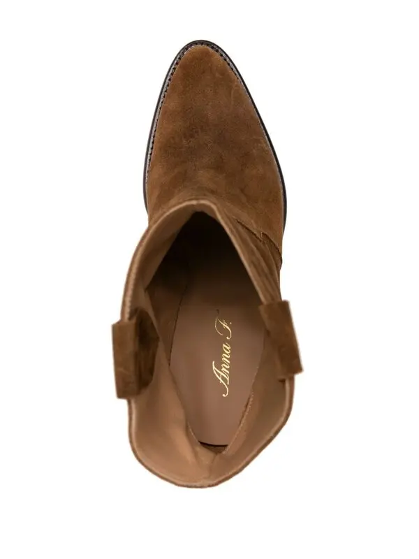 ANNA F. 55mm Suede Cowboy Boots - Brown
