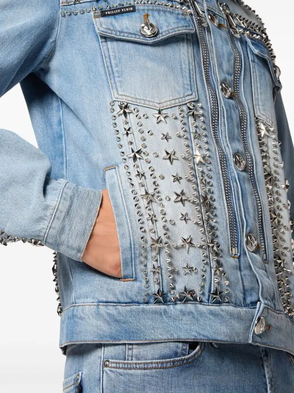 Philipp Plein Star-studded Denim Jacket