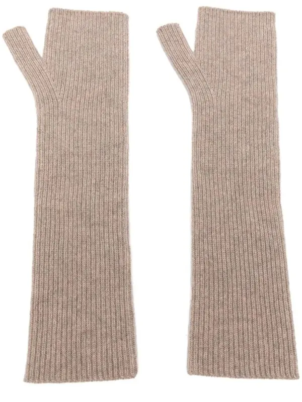 N.peal Long Fingerless Wrist Warmers - Neutrals