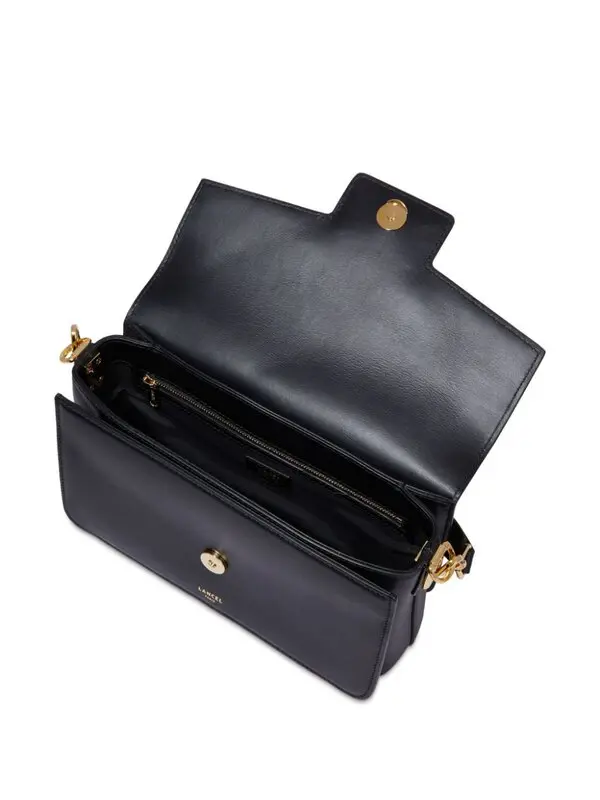 LANCEL Leather Flap Bag - Black