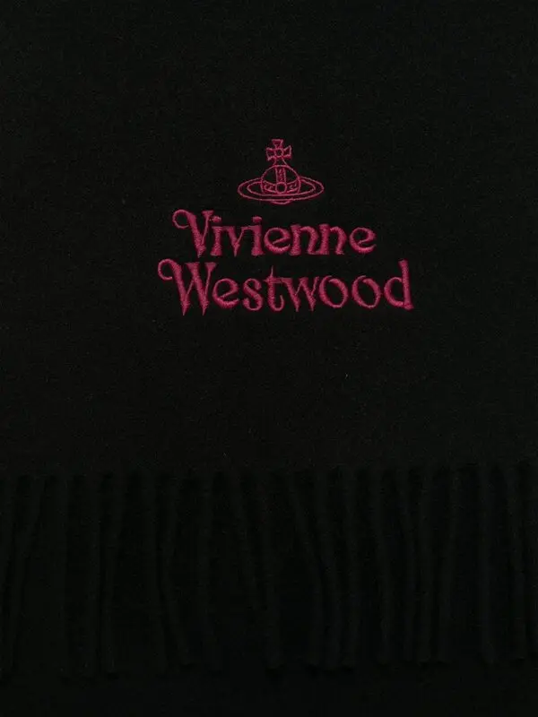 VIVIENNE WESTWOOD Orb Logo-embroidered Scarf - Black