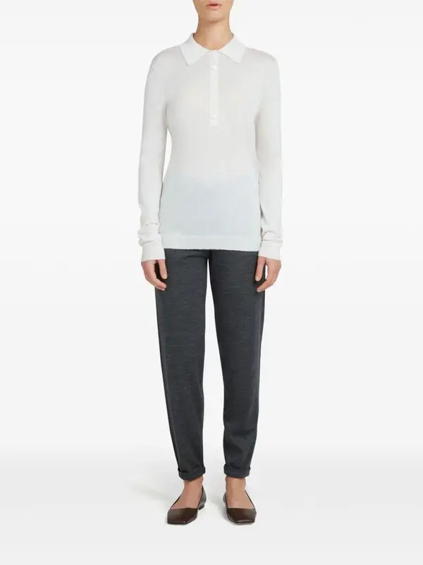 Cashmere In Love Lightweight Cashmere Polo Shirt - White
