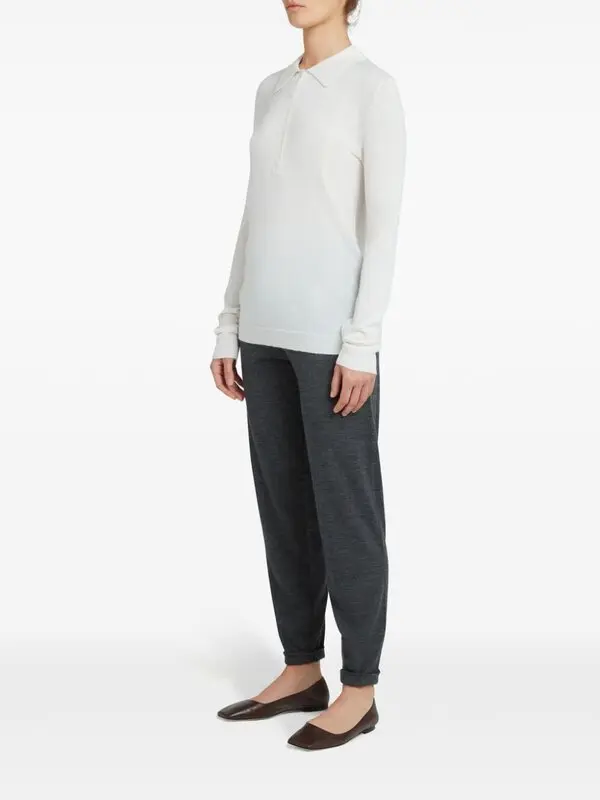 Cashmere In Love Lightweight Cashmere Polo Shirt - White