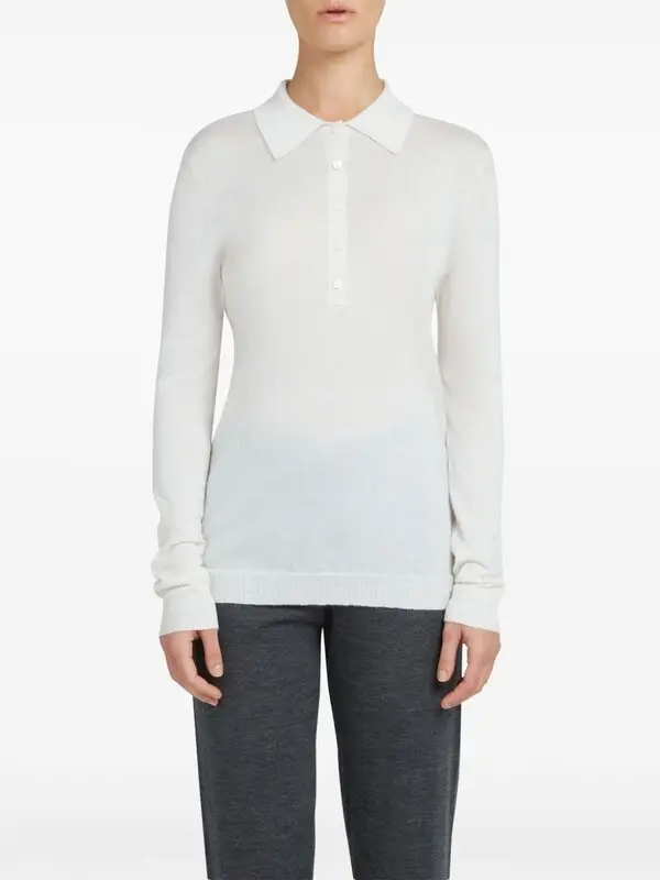 Cashmere In Love Lightweight Cashmere Polo Shirt - White