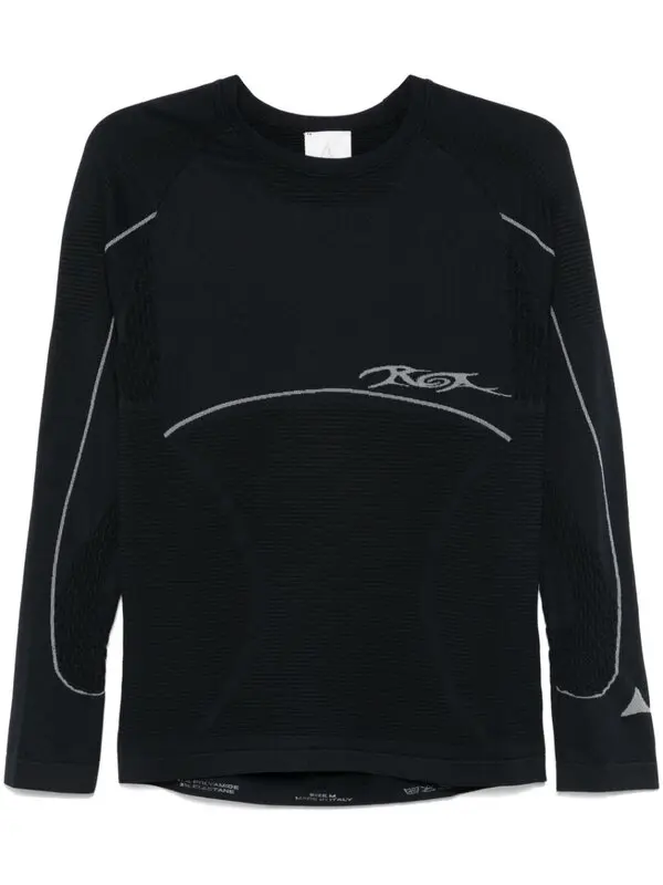 ROA Logo Detail Ribbed T-shirt - Black