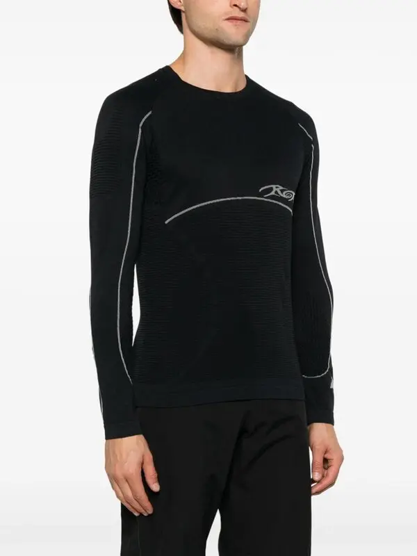 ROA Logo Detail Ribbed T-shirt - Black