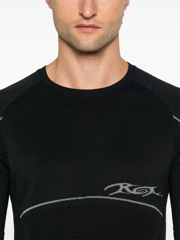 ROA Logo Detail Ribbed T-shirt - Black