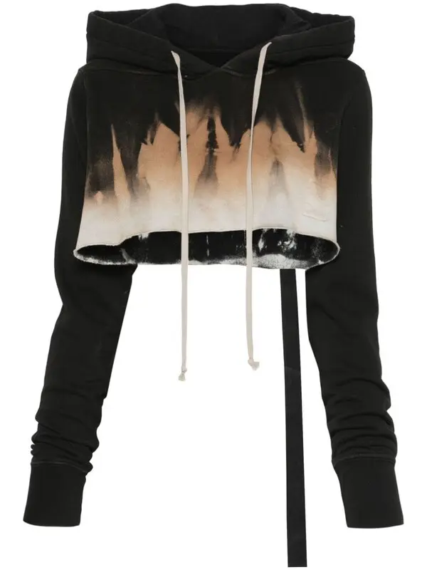 Rick Owens Cropped Hoodie - Black