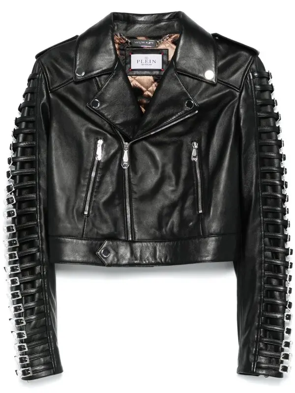 Philipp Plein Crystal-buckle Biker Jacket - Black