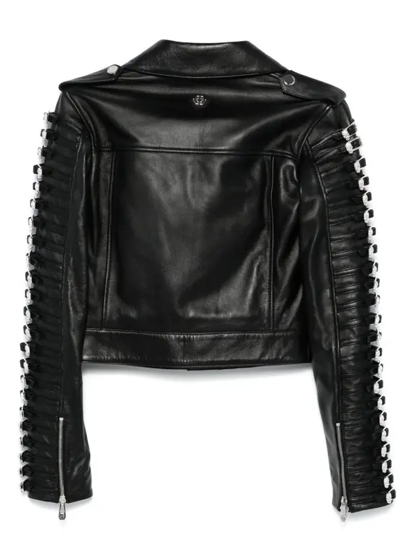 Philipp Plein Crystal-buckle Biker Jacket