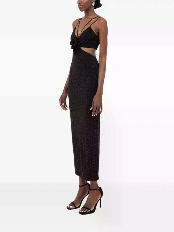 NISSA Floral-appliqué Maxi Dress