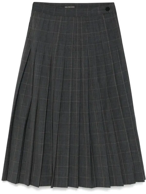 Balenciaga Checked Midi Skirt