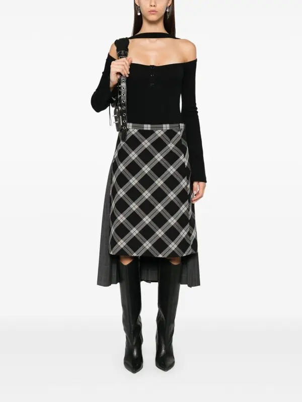 Balenciaga Checked Midi Skirt