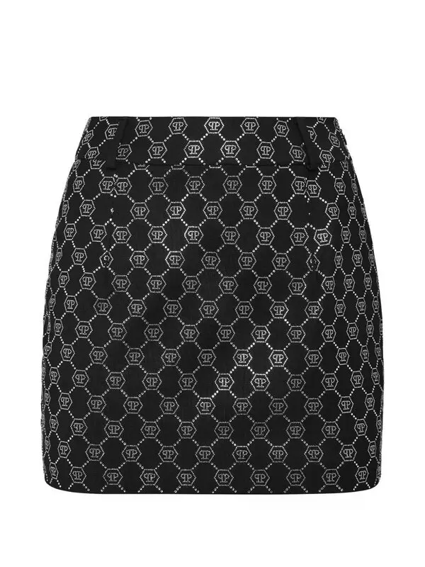 Philipp Plein Monogram-embellished Mini Skirt - Black