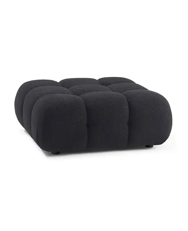 TOV FURNITURE Calliope Faux Shearling Modular Ottoman - Black